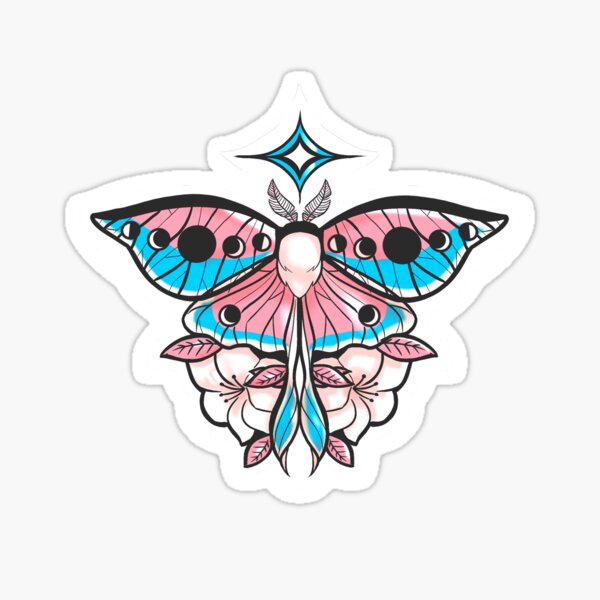 "Subtle trans flag lunar moth" Sticker for Sale by ShyDoodles | Redbubble