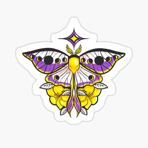 "Subtle non-binary flag lunar moth " Sticker for Sale by ShyDoodles ...
