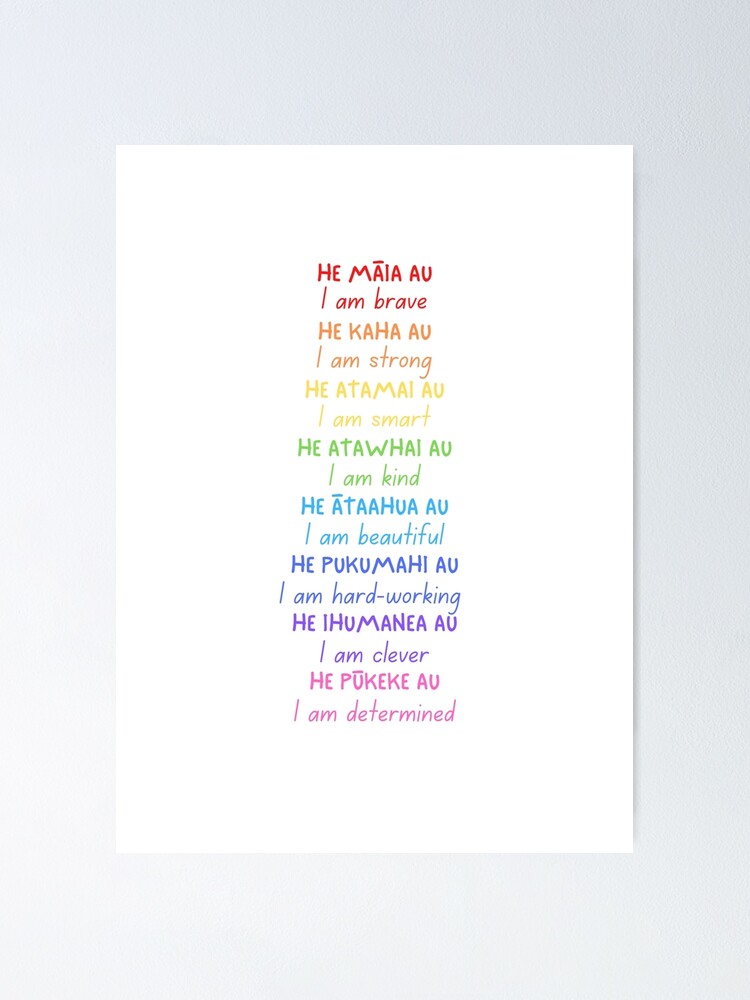"Kids Maori Language Affirmations for Children Bilingual Wall Art Print ...