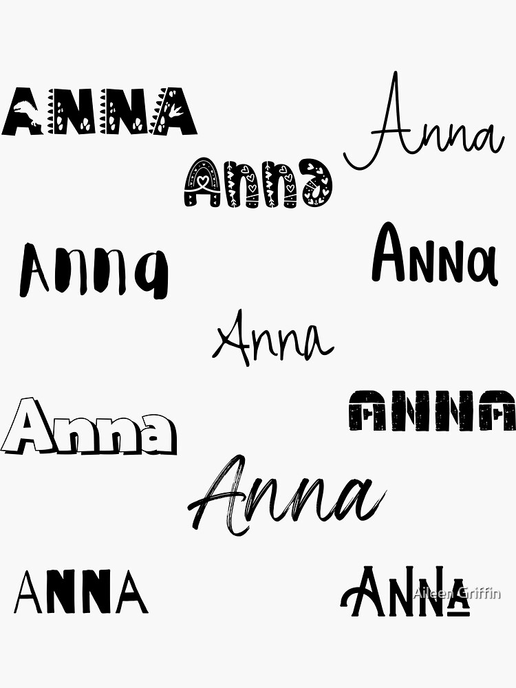 "Anna in 10 different fonts" Sticker for Sale by magleen | Redbubble