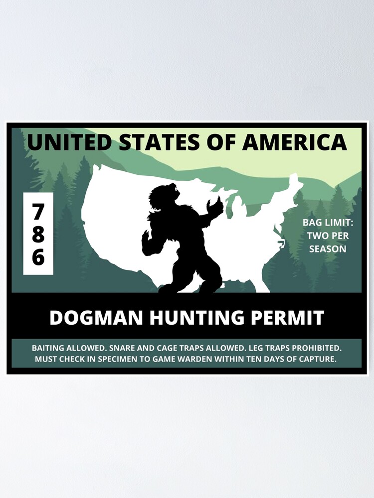"USA Dogman Hunting Permit Sticker" Poster for Sale by BoredBuffoon ...