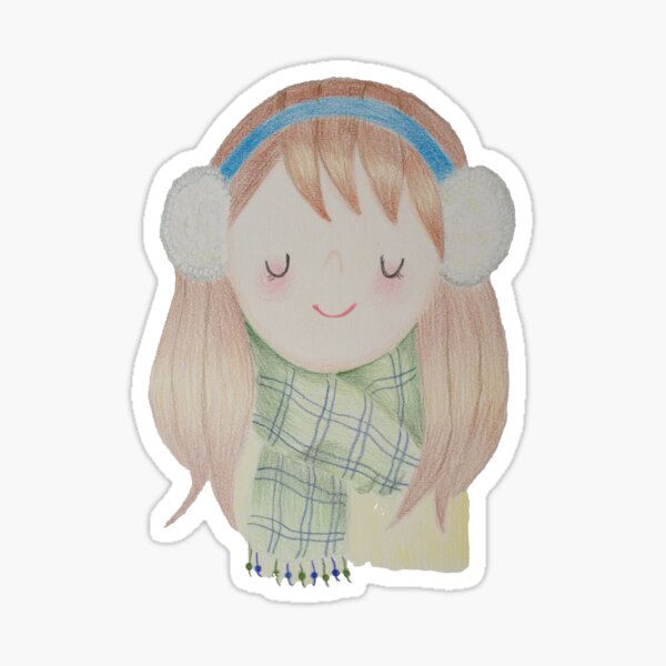 "Girl with Earmuffs and Scarf" Sticker for Sale by hwhelen | Redbubble