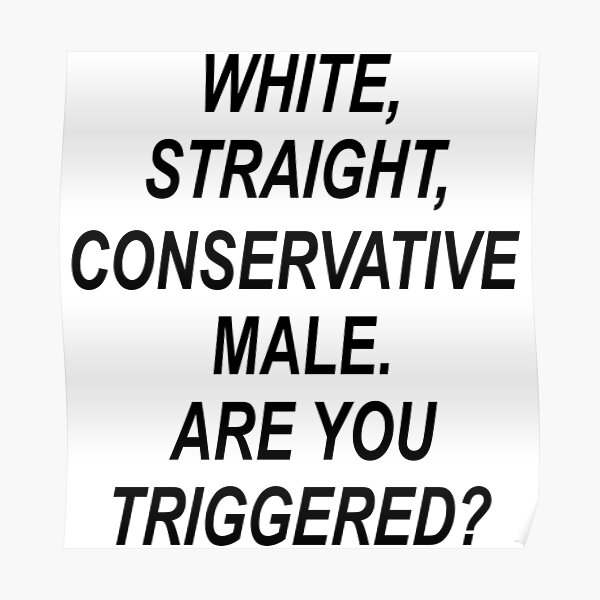 "White straight conservative male Are you triggered" Poster for Sale by ...