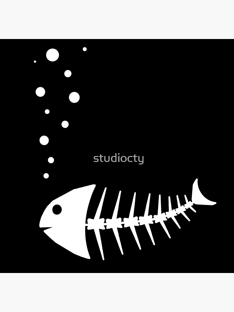"Fishbone swimming with air bubbles. Sushi or sashimi." Art Print for ...