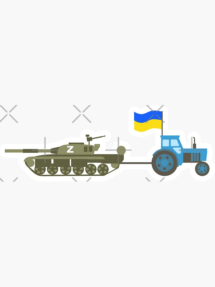 "Ukraine Tractor Towing Russian Tank" Sticker for Sale by ...