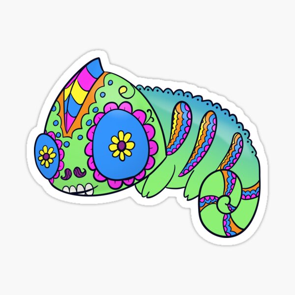 "Cute Sugar Skull Animal Day of the Dead chameleon" Sticker for Sale by ...