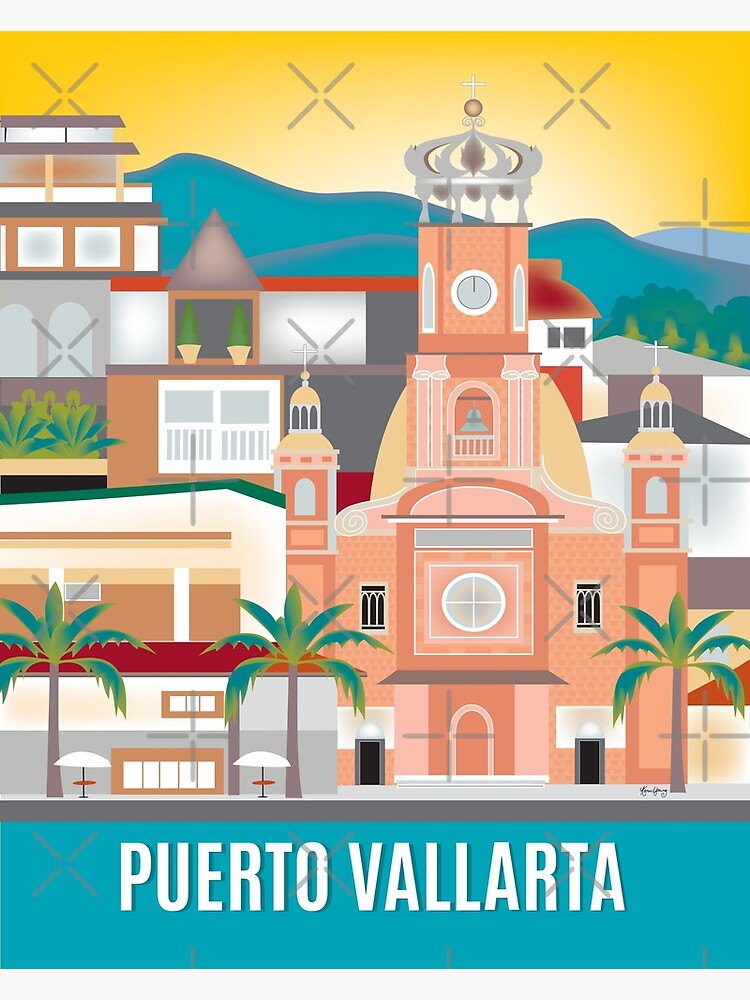 "Puerto Vallarta, Mexico - Skyline Illustration by Loose Petals" Poster ...