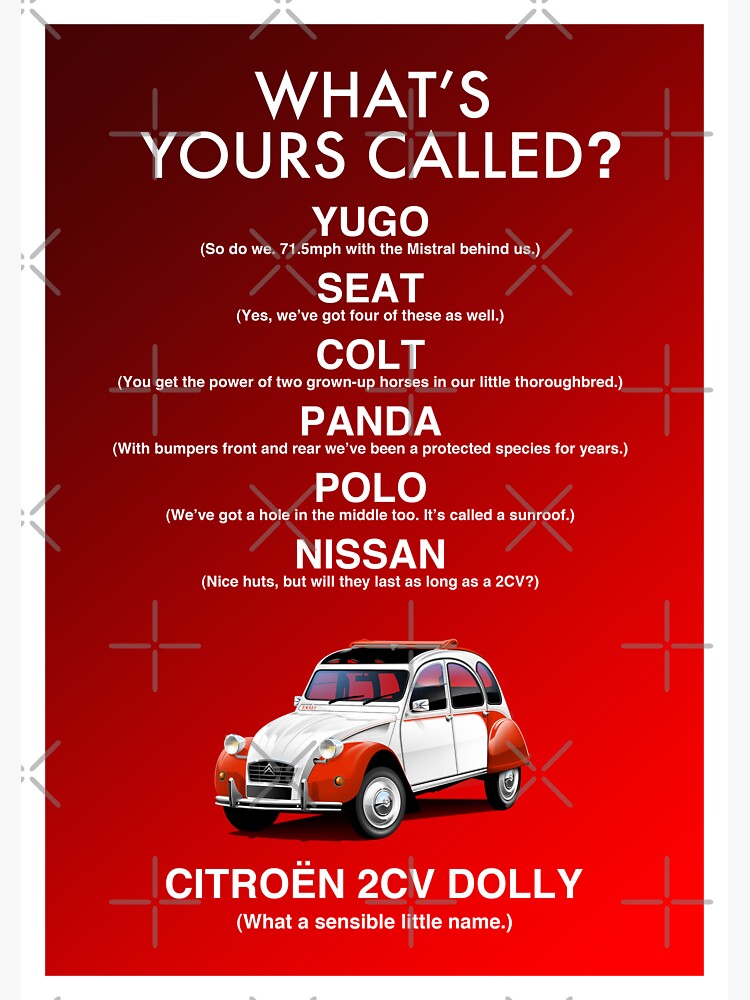 "Deux Cheveux 2CV Dolly vintage style ad" Sticker for Sale by ...