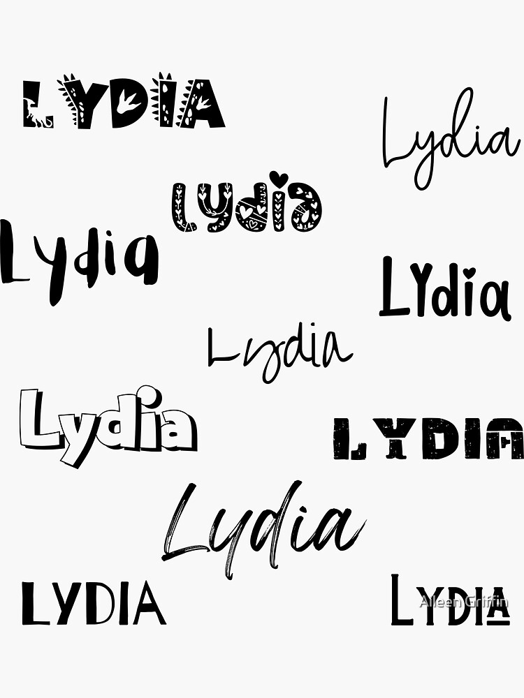 "Lydia in 10 different fonts" Sticker for Sale by magleen | Redbubble