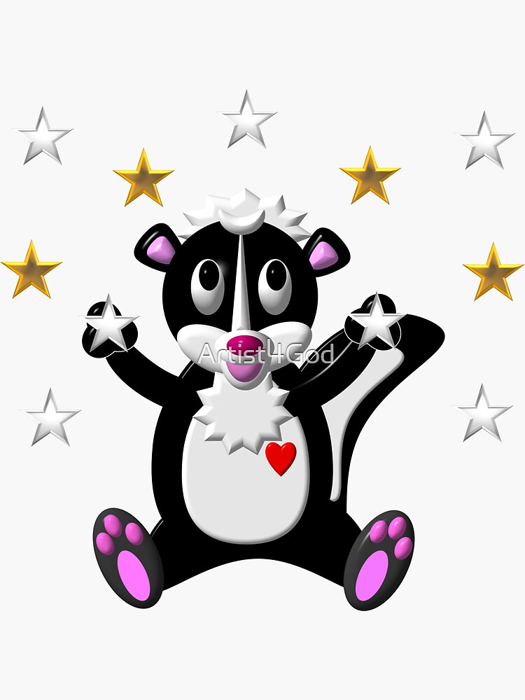 "Cute Skunk with Stars" Sticker for Sale by Artist4God | Redbubble