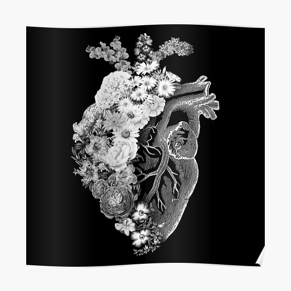 " Flower Heart Spring Black and White by Tobe Fonseca" Poster for Sale ...