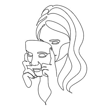 "Removing the Mask Line Art Sketch" Art Board Print for Sale by ...
