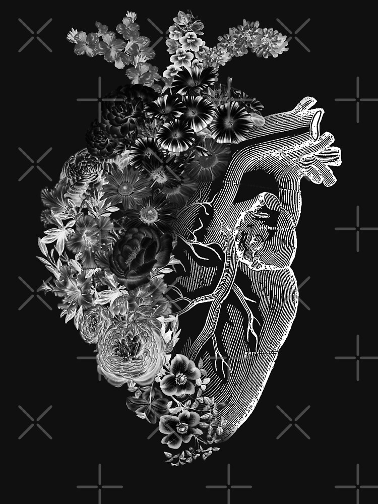 "Flower Heart Spring Black and White Inverse by Tobe Fonseca" T-shirt ...