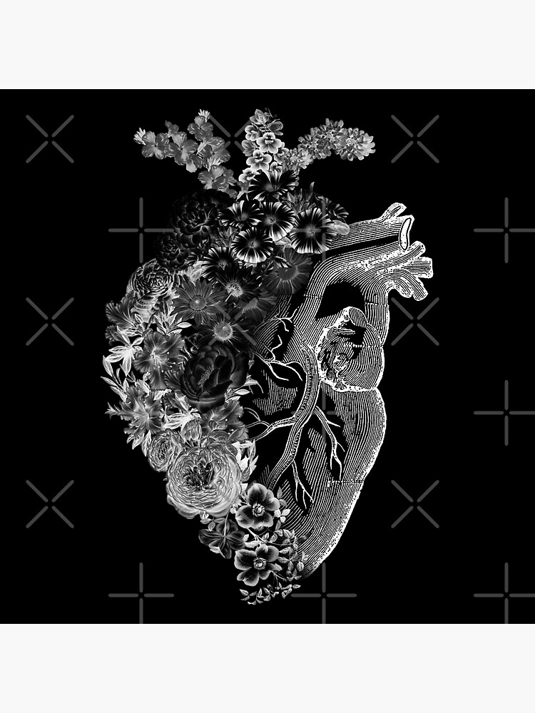 "Flower Heart Spring Black and White Inverse by Tobe Fonseca" Sticker ...