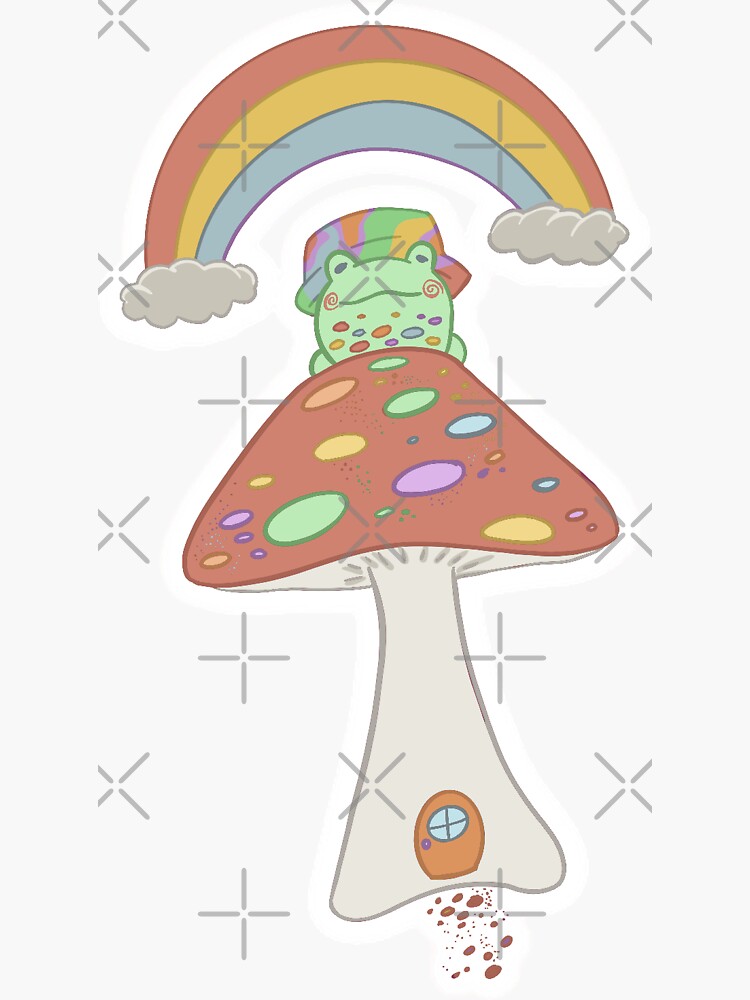 "Frog On A Toadstool Pride Sticker" Sticker by SketchyyArtt | Redbubble