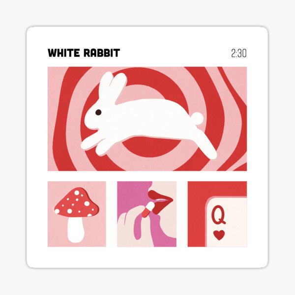 "White Rabbit Jefferson Airplane" Sticker for Sale by ICantFindMyFish ...