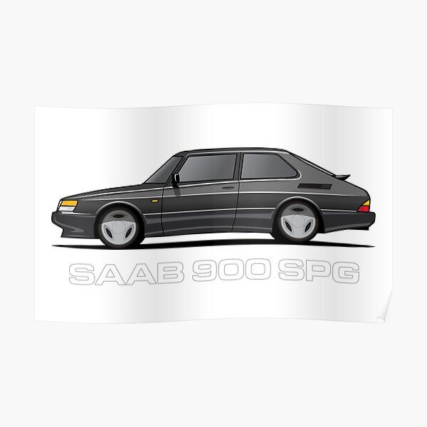"Saab 900 SPG Aero Illustration Black" Poster for Sale by blackdogshop ...