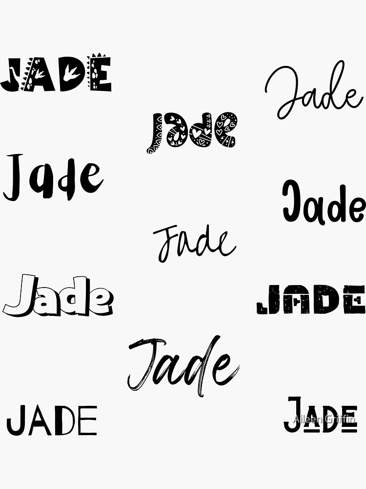 "Jade in 10 different fonts" Sticker for Sale by magleen | Redbubble