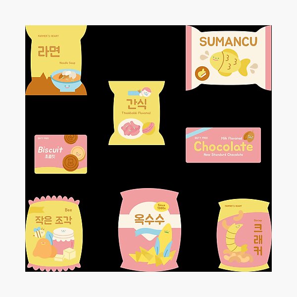 "korean snacks sticker pack" Photographic Print for Sale by stickers ...