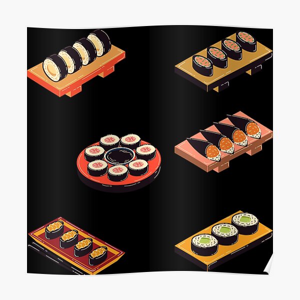 "sushi sticker pack" Poster for Sale by stickers-packs | Redbubble