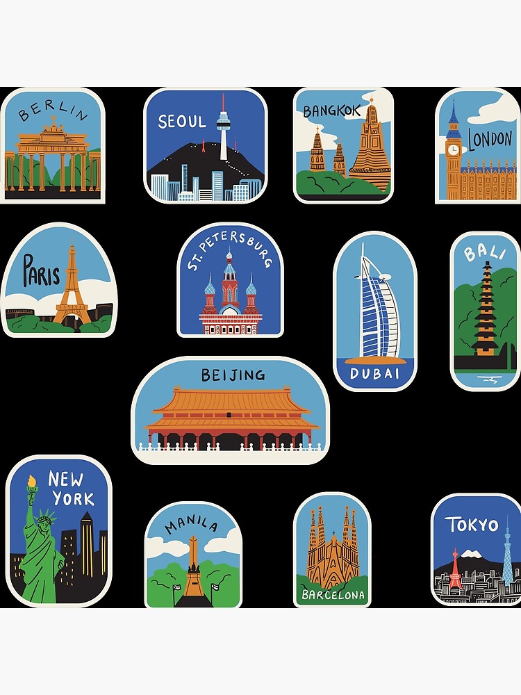 "countries attraction sticker pack" Poster for Sale by stickers-packs ...