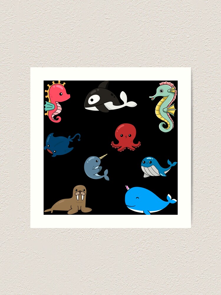 "sea animals sticker pack" Art Print for Sale by stickers-packs | Redbubble