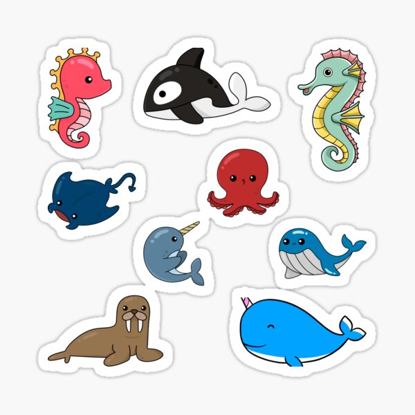 "sea animals sticker pack" Sticker for Sale by stickers-packs | Redbubble