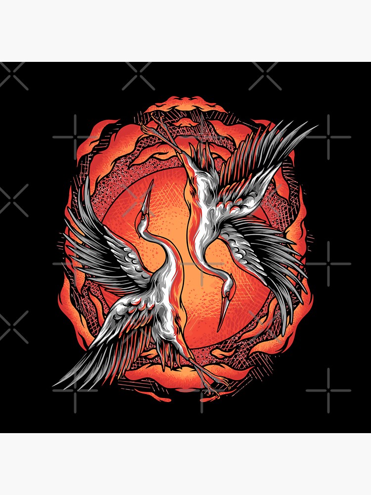 "Japanese Cranes Flying Art" Sticker for Sale by gani-75 | Redbubble