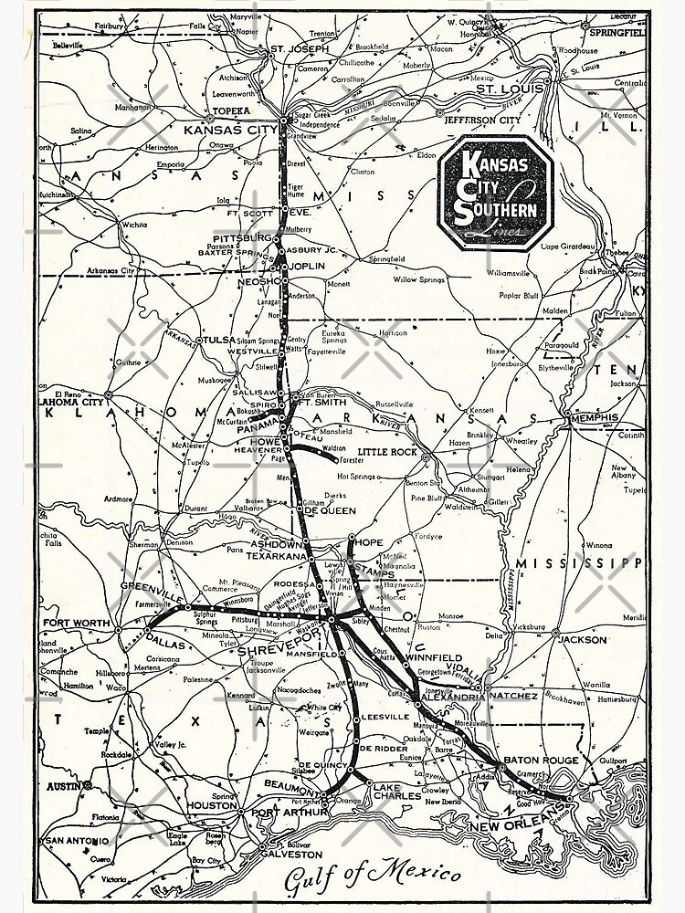 "Kansas City Southern "KCS" Passenger Railroad Map" Sticker for Sale by ...
