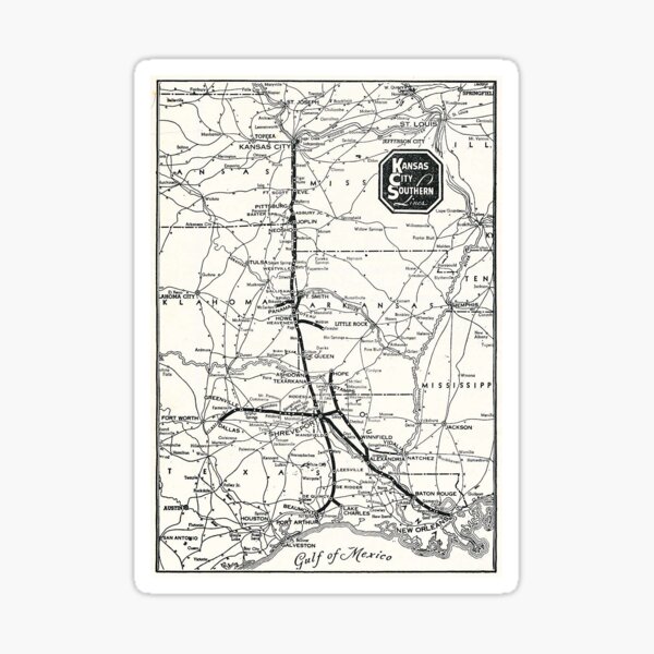 "Kansas City Southern "KCS" Passenger Railroad Map" Sticker for Sale by ...