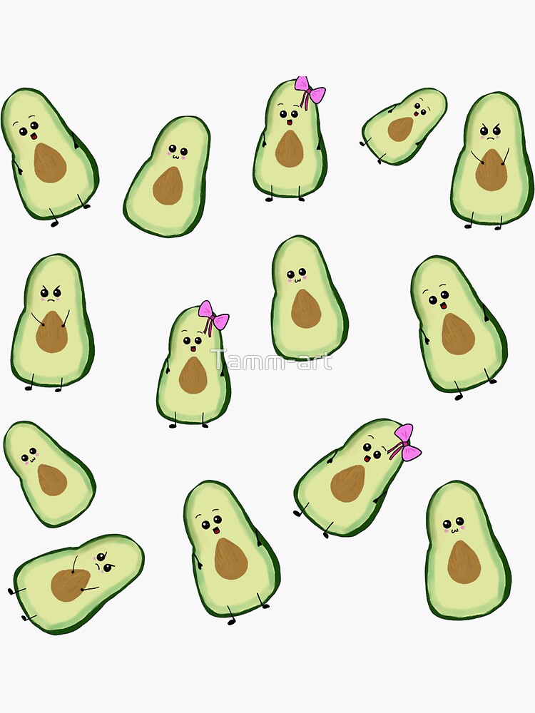"Cute avocados" Sticker for Sale by Tamm-art | Redbubble