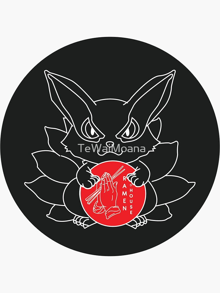 "Chibi Kurama in black red logo" Sticker for Sale by TeWaiMoana | Redbubble