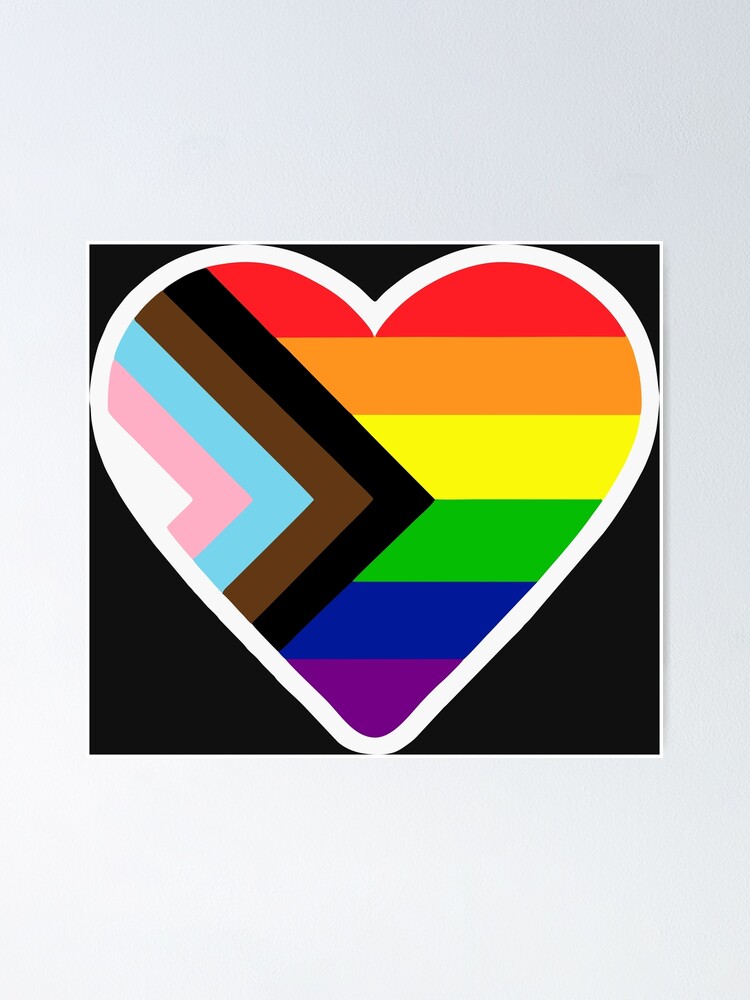 "Progress Pride Flag Heart Merch" Poster for Sale by hugleylavona1 ...