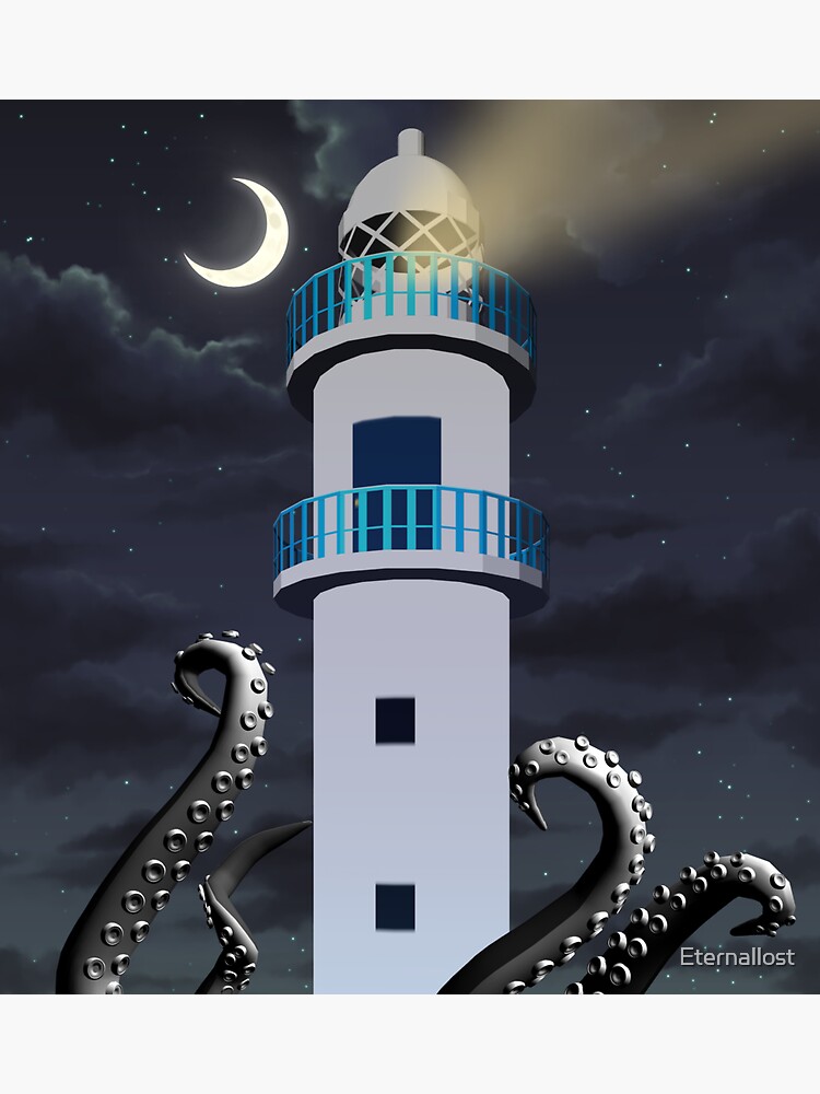 "The Kraken and Lighthouse" Sticker for Sale by Eternallost | Redbubble