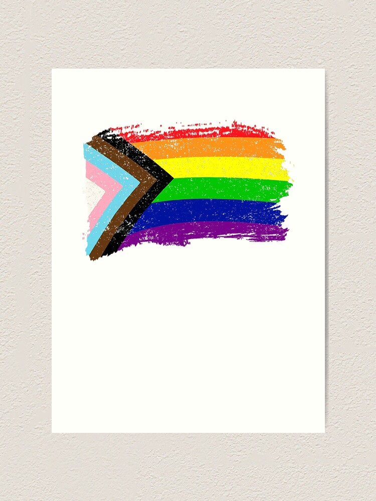 "Inclusive Progress Pride Flag Gay Pride LGBTQ Rainbow Flag" Art Print ...