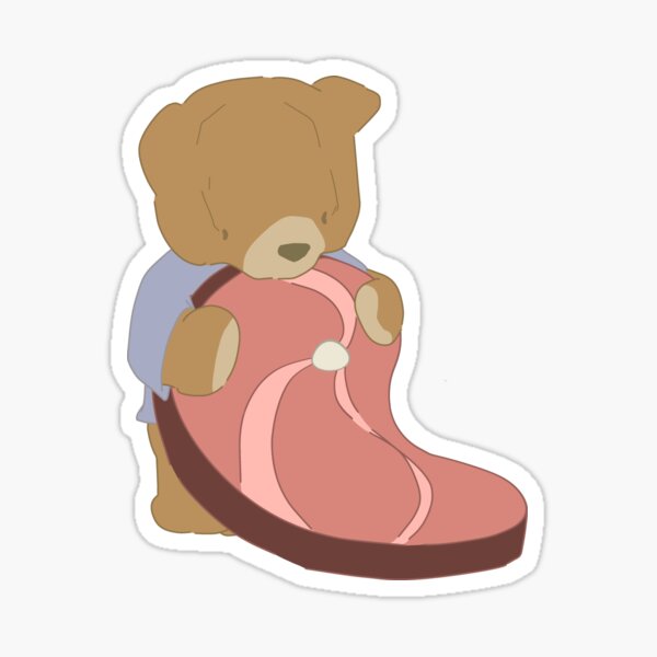 "teddy bear holding big piece of meat" Sticker for Sale by Etyfill ...