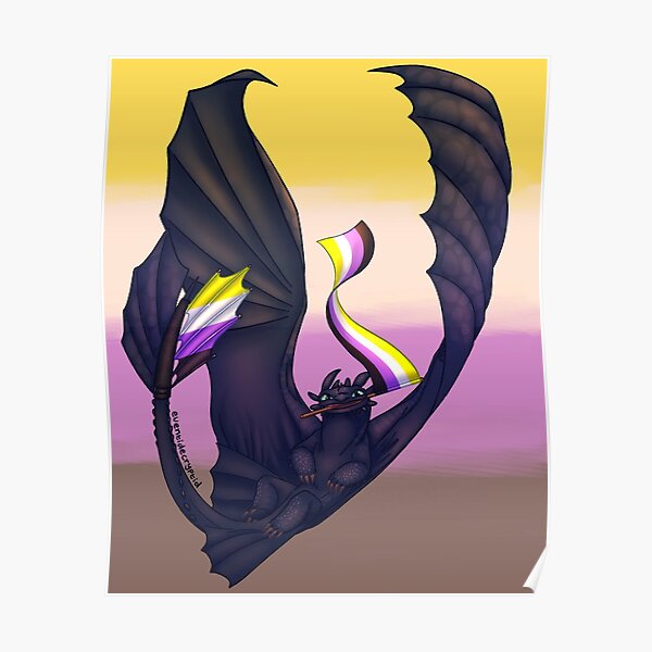 "Toothless Non-binary Pride" Poster for Sale by eventidecryptid | Redbubble