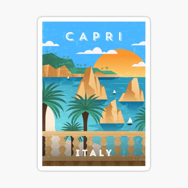 "Capri, Italy - Retro travel minimalist poster" Sticker for Sale by ...