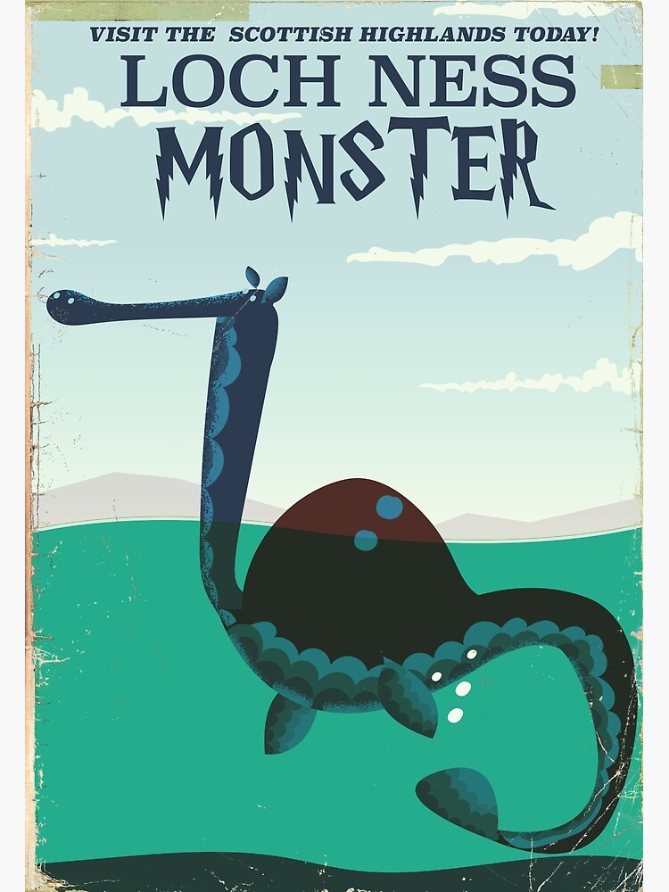 "Loch Ness Monster vintage children's book travel poster" Photographic ...
