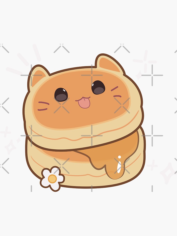 "Kawaii Cat Pancakes" Sticker for Sale by HippoSynthwave | Redbubble