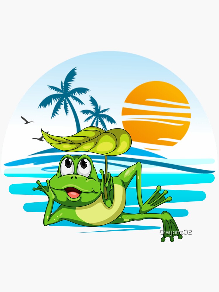 "Frog At The Beach Essential T-Shirt - Funny Frog The Beach" Sticker ...