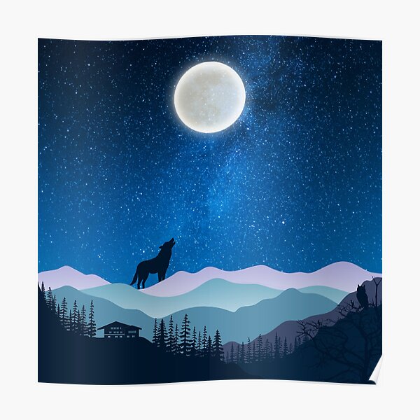 "Starry Night 2D Landscape" Poster for Sale by KengoArt | Redbubble