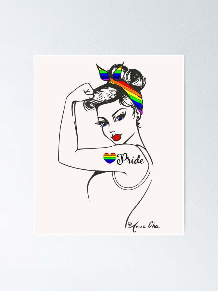 "LGBT Girl Power Pin Up retro art by Anne Cha Flag Gay Pride T-Shirt ...