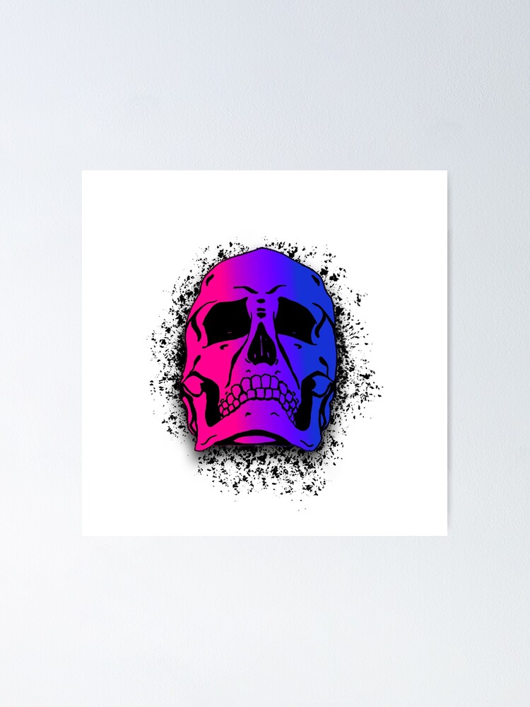 "Bi Pride Flag with White Grunge Skull Skeleton Bones - Distressed Punk ...