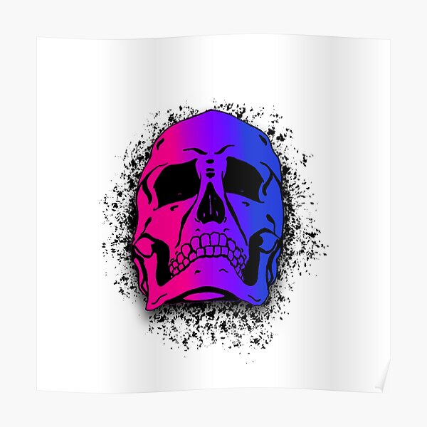 "Bi Pride Flag with White Grunge Skull Skeleton Bones - Distressed Punk ...