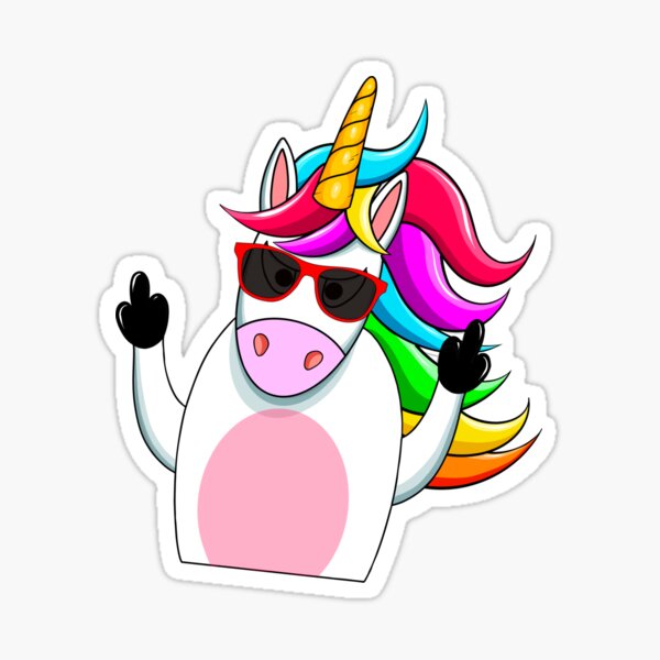 "Savage unicorn showing middle finger" Sticker for Sale by ...