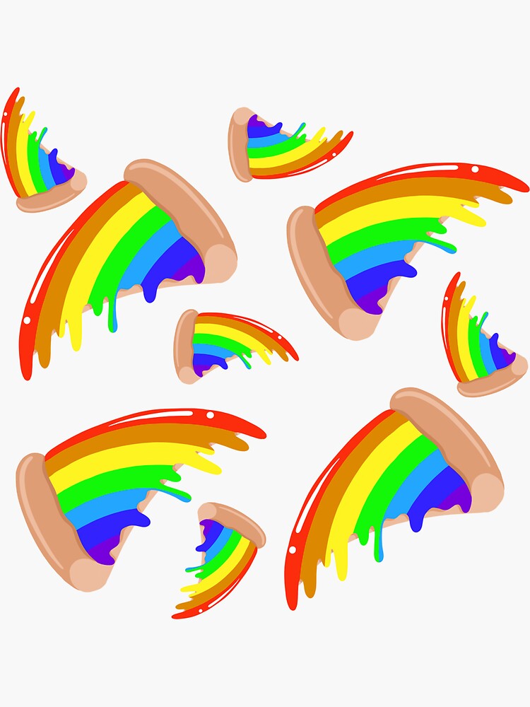 "Rainbow pizza slices party essential " Sticker for Sale by ...