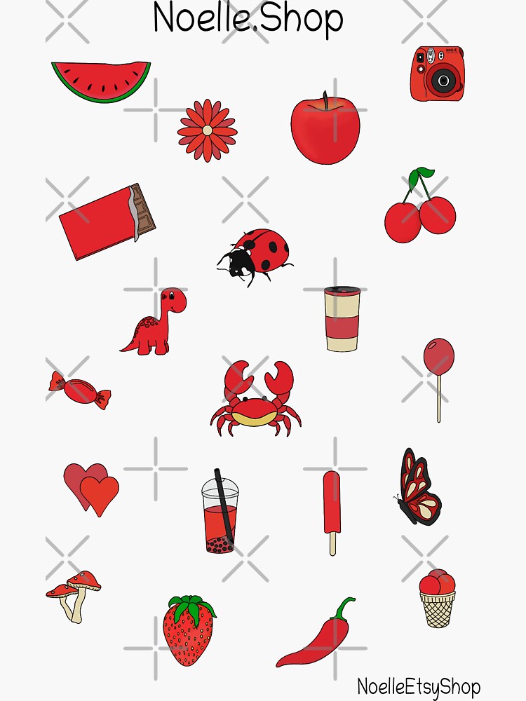 "Red Sticker Bundle " Sticker for Sale by Noelle-Shop | Redbubble