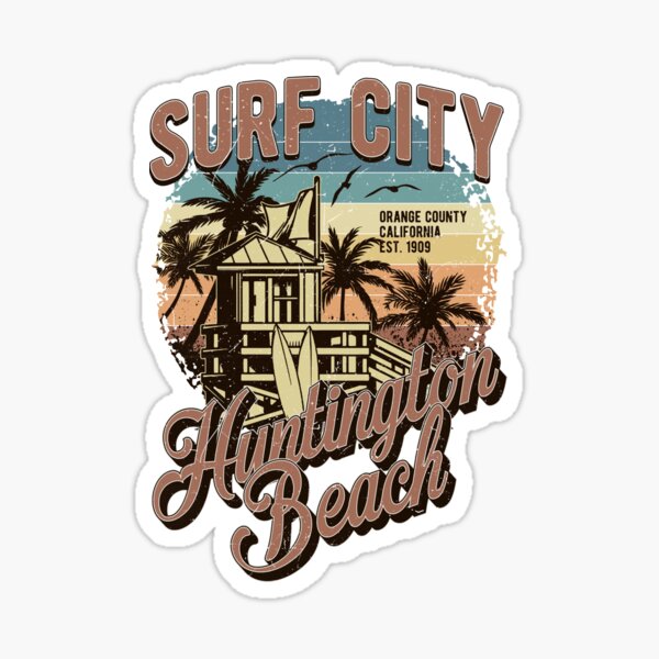 "Huntington Beach Surf City Vintage Surf Badge California Summer Vacay ...