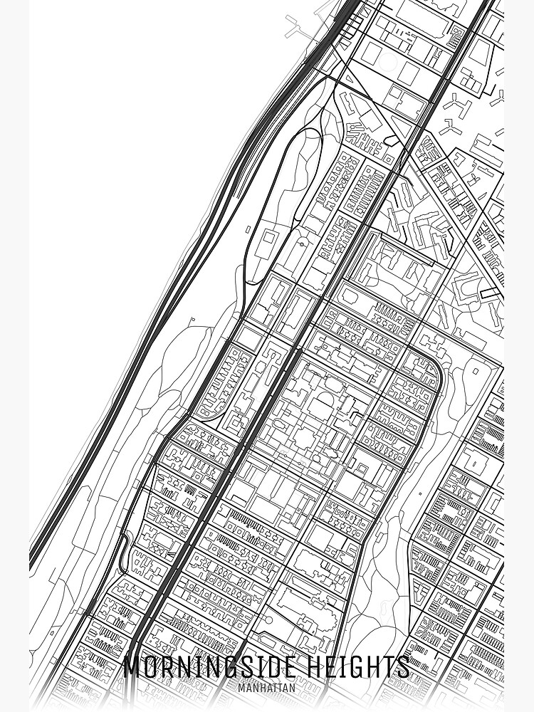 Detailed City Map of Morningside Heights, Manhattan Premium Matte ...